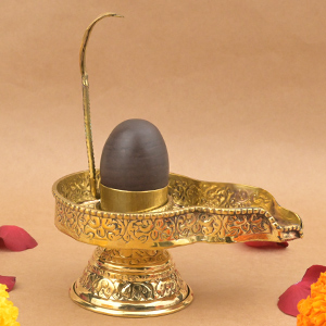 Narmada Lingam in Brass Yoni Base Jaldhari - XXXIII